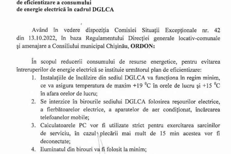ORDIN: Cu privire la aprobarea planului de eficientizare a consumului ...